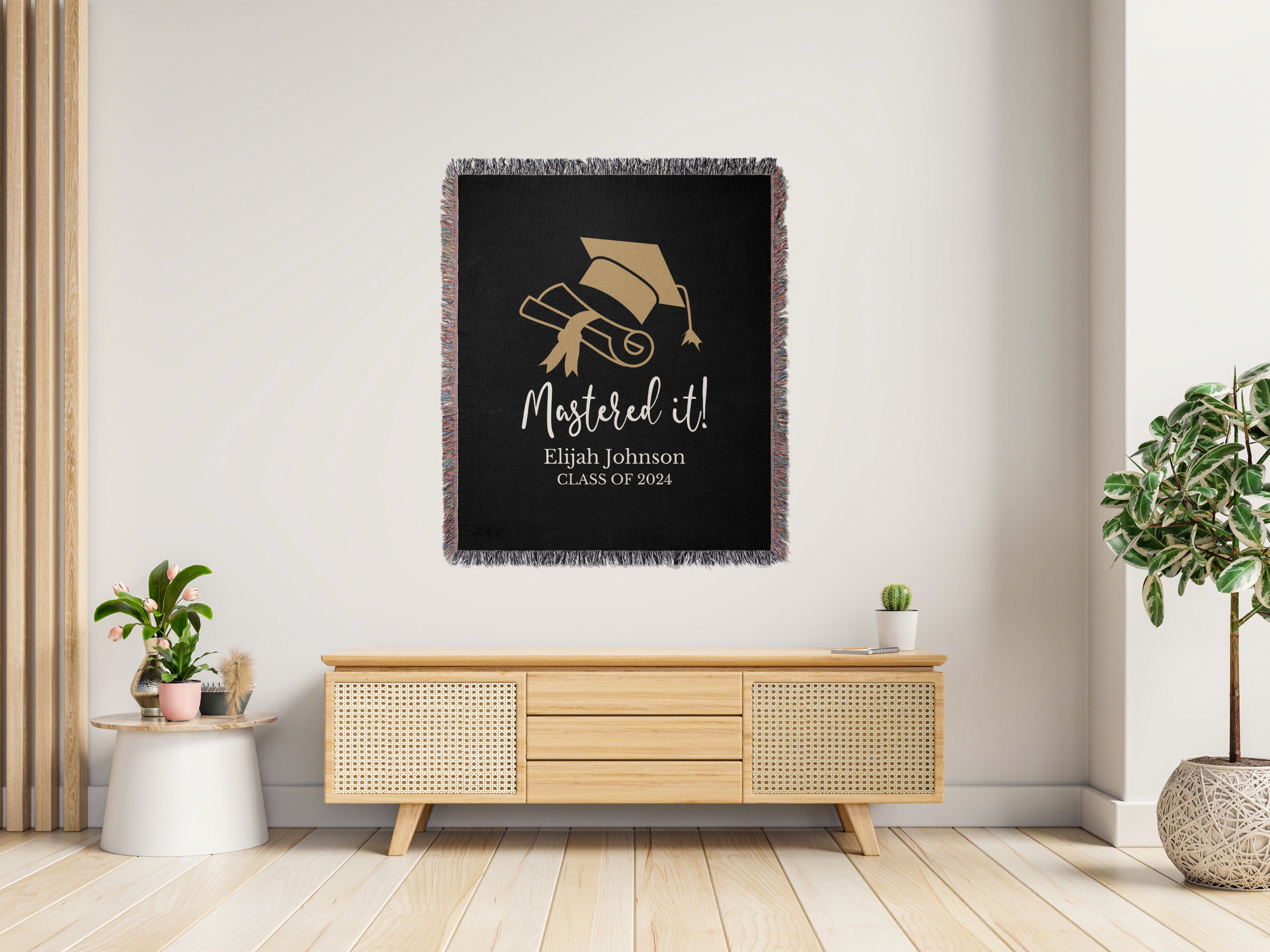 Personalized Masters Degree Graduation Gift Woven Blanket | Class of ...