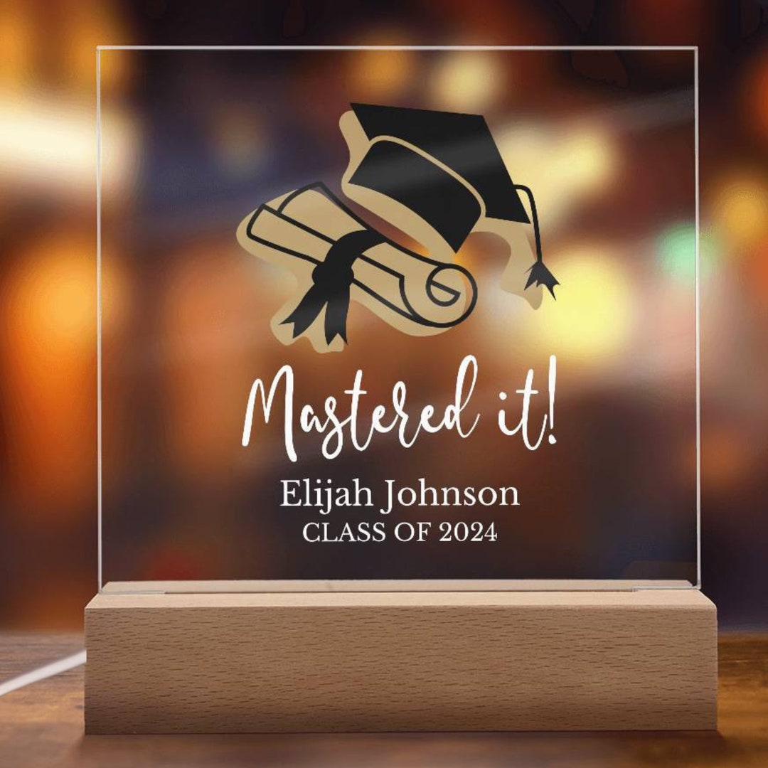 Personalized Masters Degree Graduation Gift Acrylic LED Light | Class ...