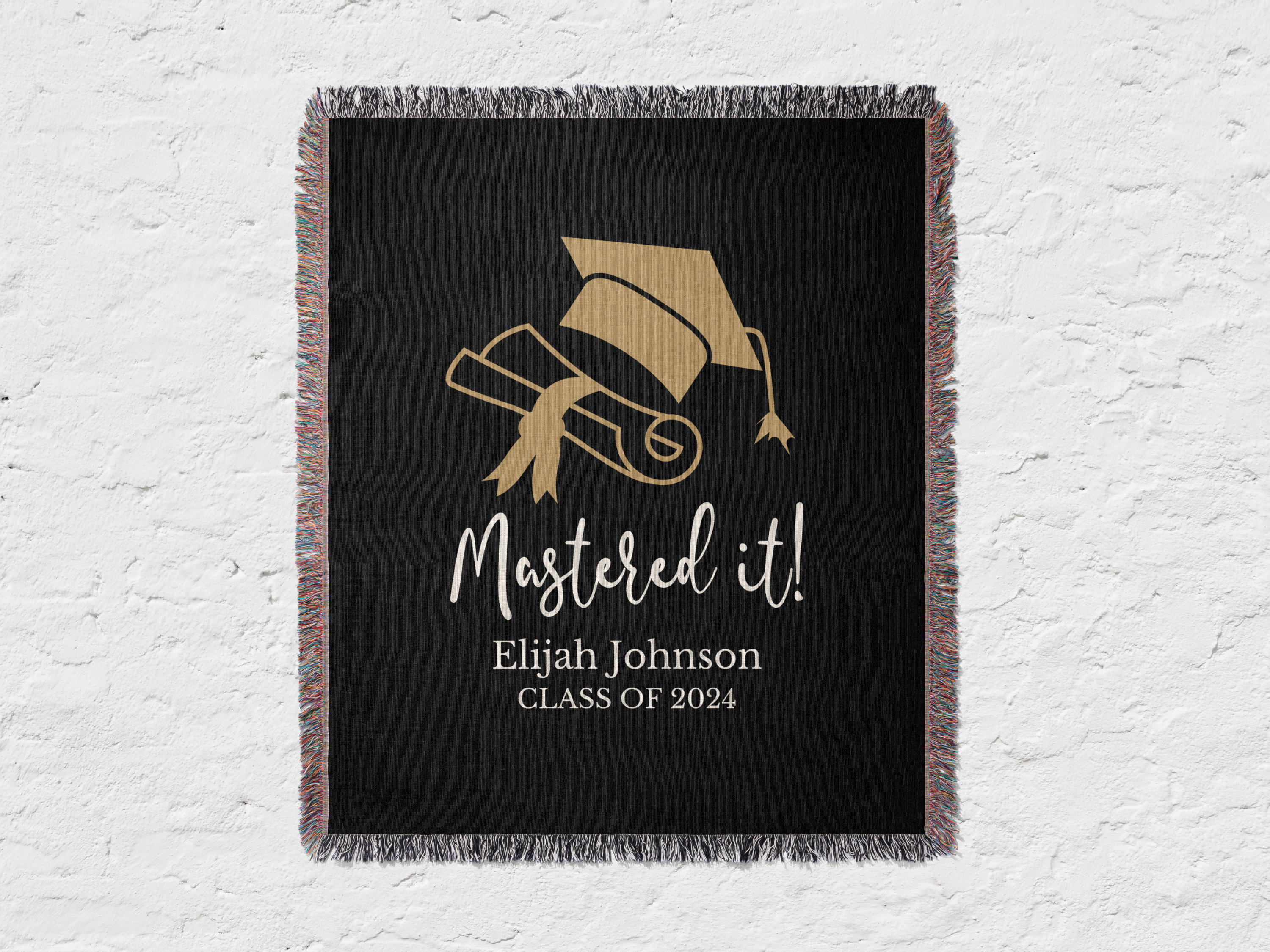 Personalized Masters Degree Graduation Gift Woven Blanket | Class of ...