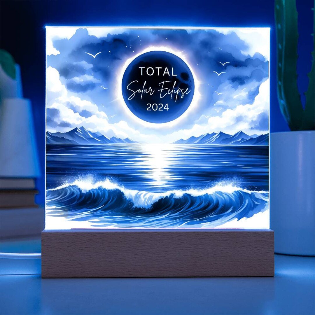 Total Solar Eclipse 2024 Acrylic LED Light Solar Eclipse Keepsake Night ...