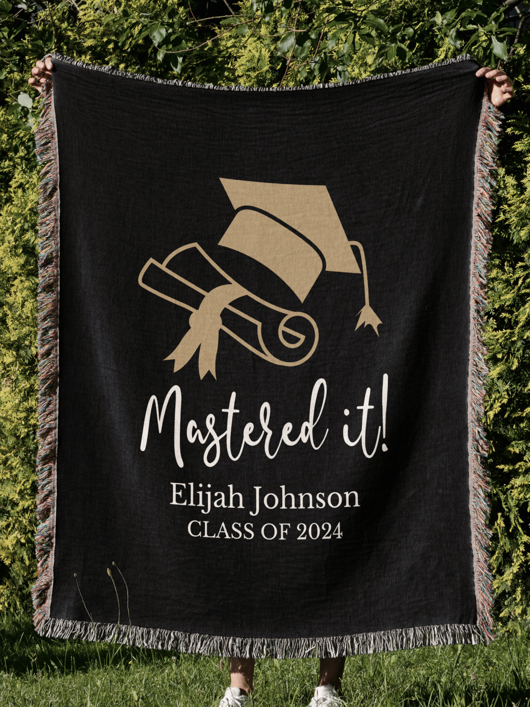 Personalized Masters Degree Graduation Gift Woven Blanket | Class of ...