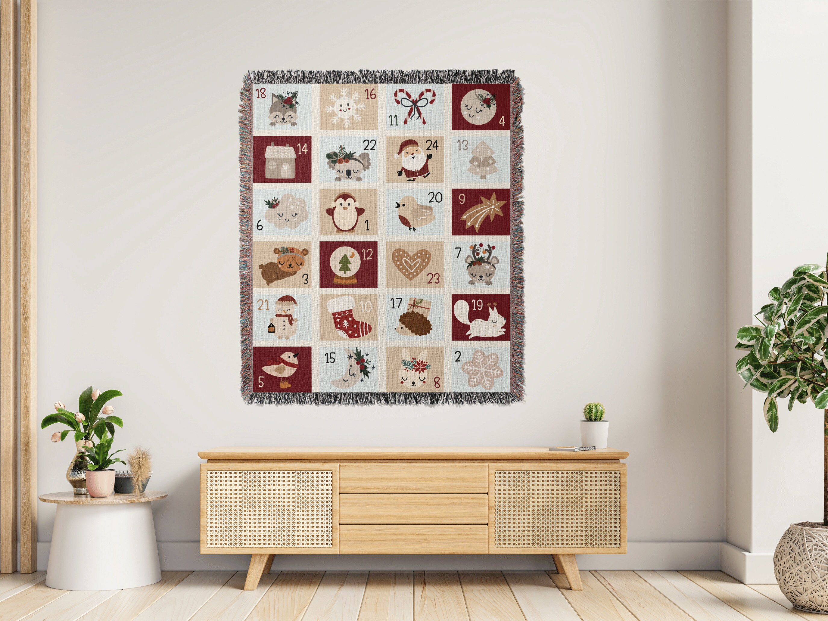 Cute Advent Calendar Woven Throw Blanket 60 X 50 Tapestry Blanket ...