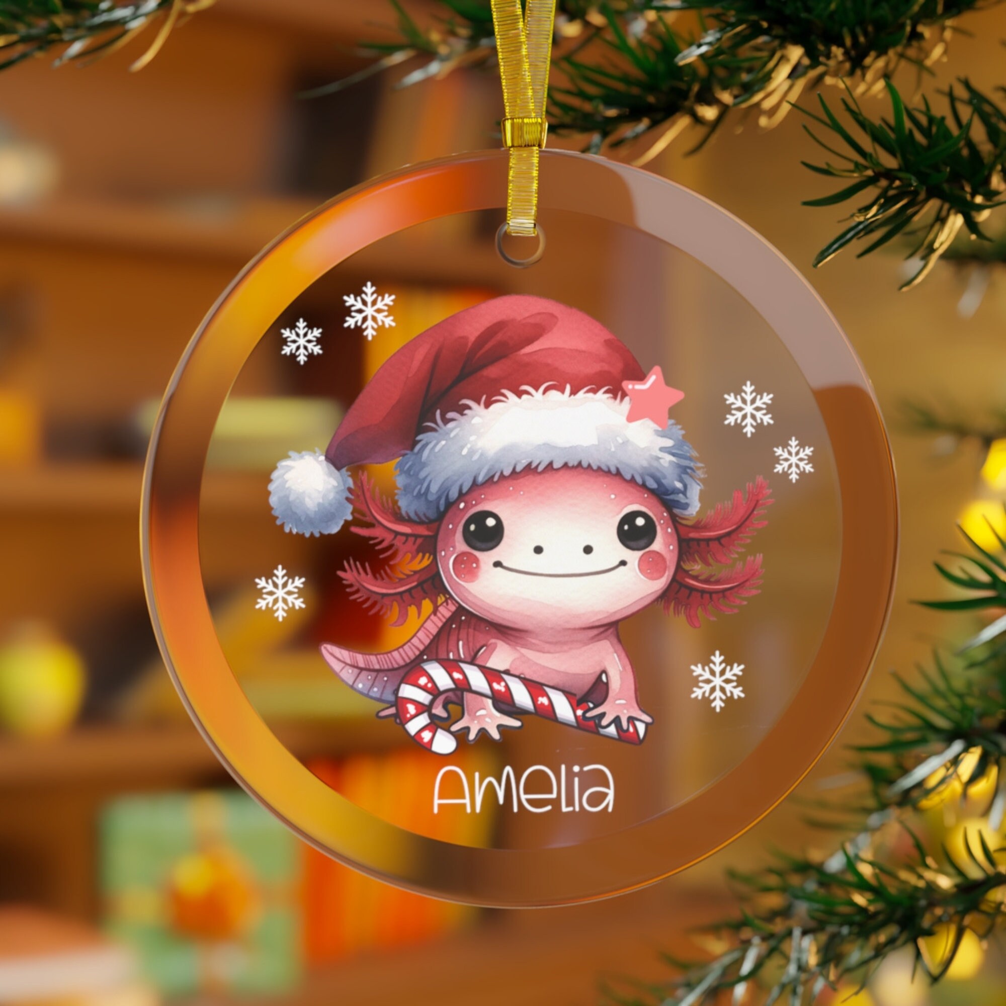 Personalized Axolotl Christmas Ornament Glass/ Acrylic Cute Axolotl ...