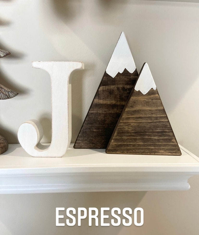 Set of 2 Wooden Mountains, Nursery Decor, Rustic Mini Mountains ...