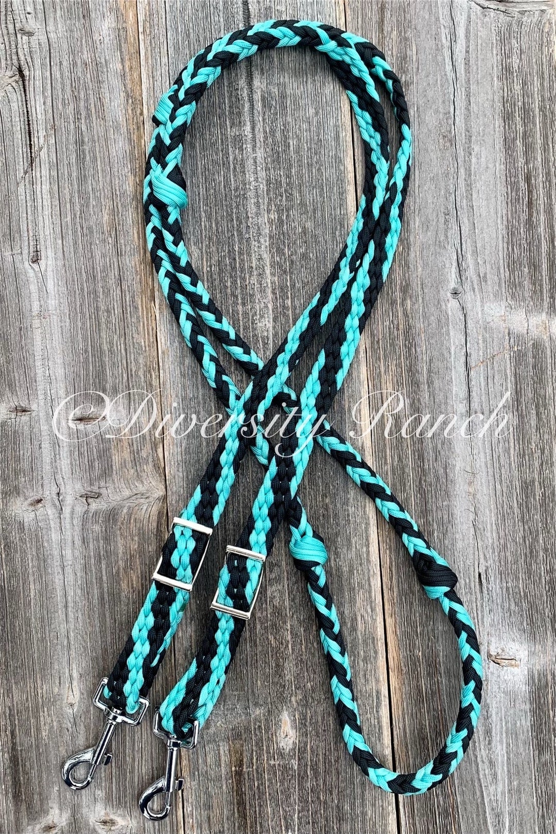 Black & Neon Turquoise 8ft Barrel Reins - Etsy