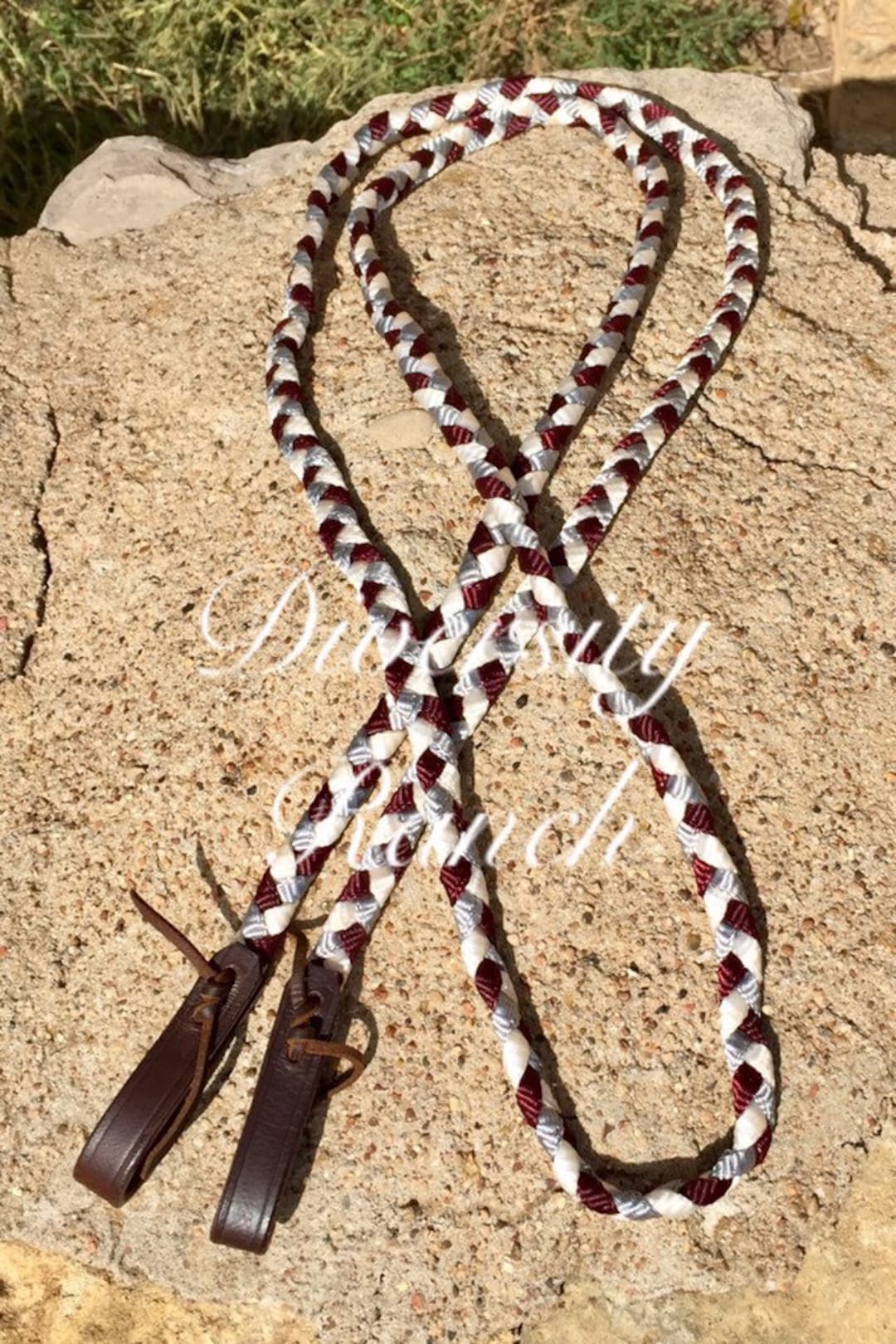 Burgundy Grey & White 8ft Roping Reins / Loop Reins - Etsy