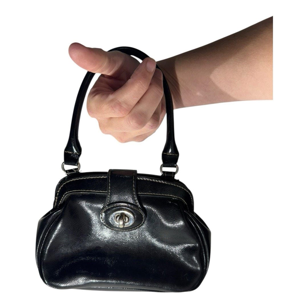 90s Y2K Vtg Micro Mini Purse Black Patent Leather Wristlet Party Bag ...