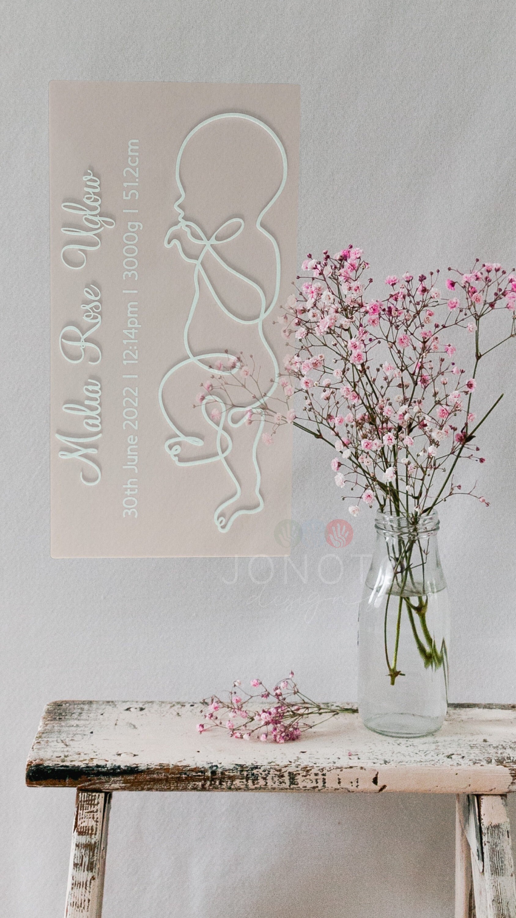 Personalised Birth Plaque 1:1 Scale Birth Plaque Baby Decor Baby Gift ...