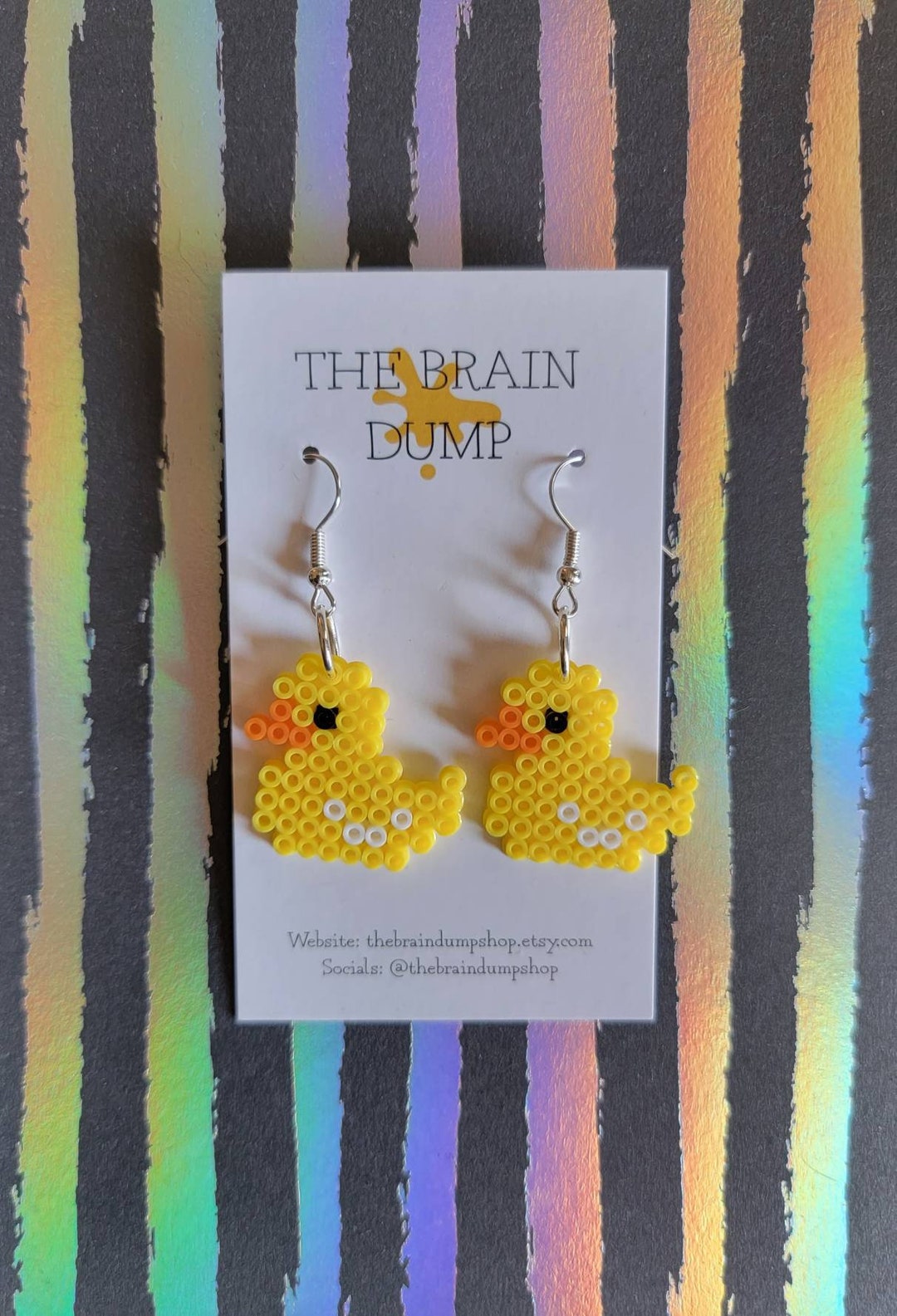 Rubber Ducky! Cute Duck Mini Perler Beads Dangle Earrings - Hama Beads ...