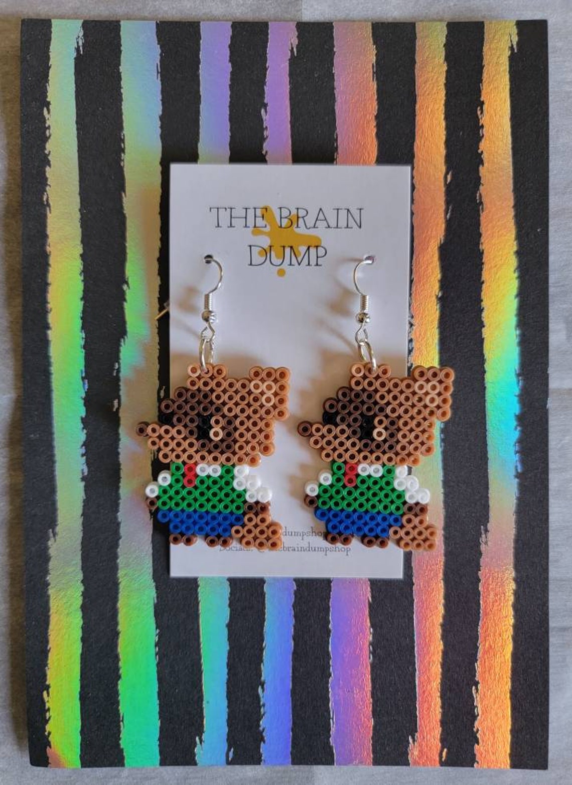 ACNH Inspired Tom Nook & Isabelle Mini Perler Beads Dangle Earrings ...