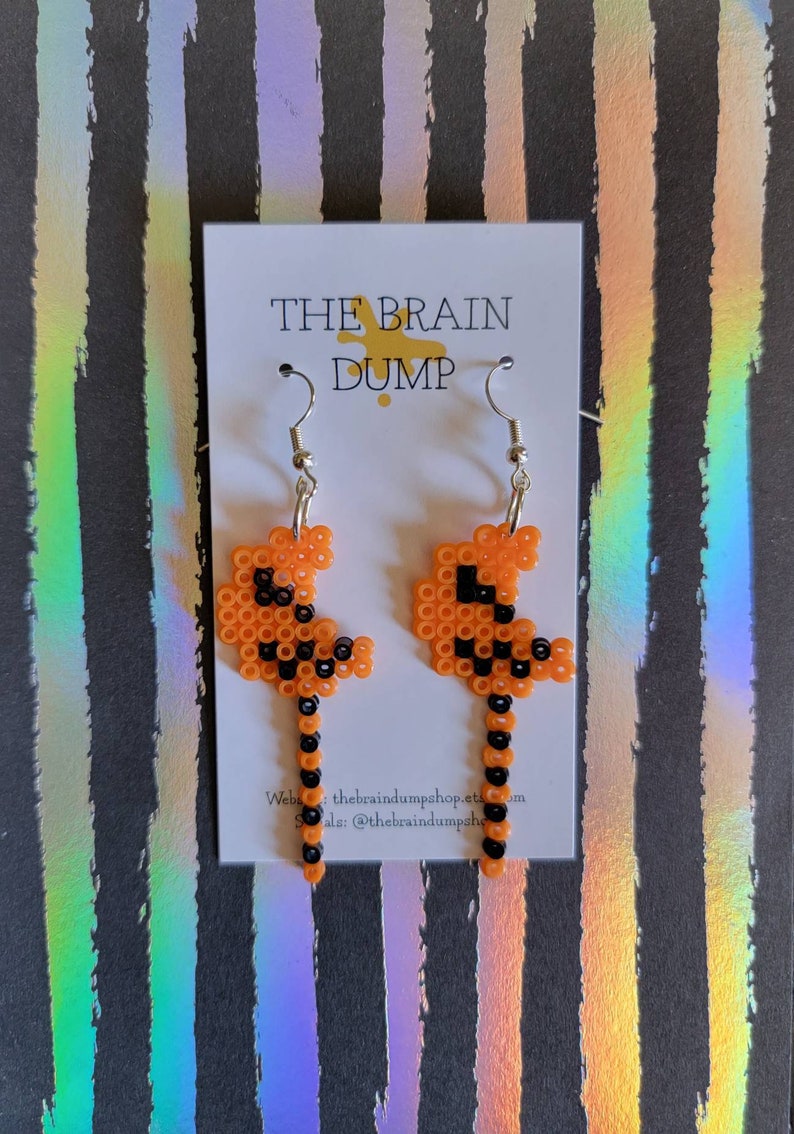 Trick R Treat Mini Sam And Lollipop Perler Beads Earrings Cute Jewelry Nostalgic Horror Halloween