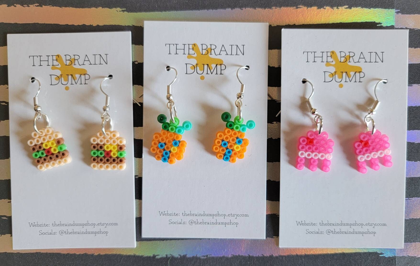 Oh, Barnacles Cute Spongebob Inspired Mini Perler Beads Dangle Earrings ...
