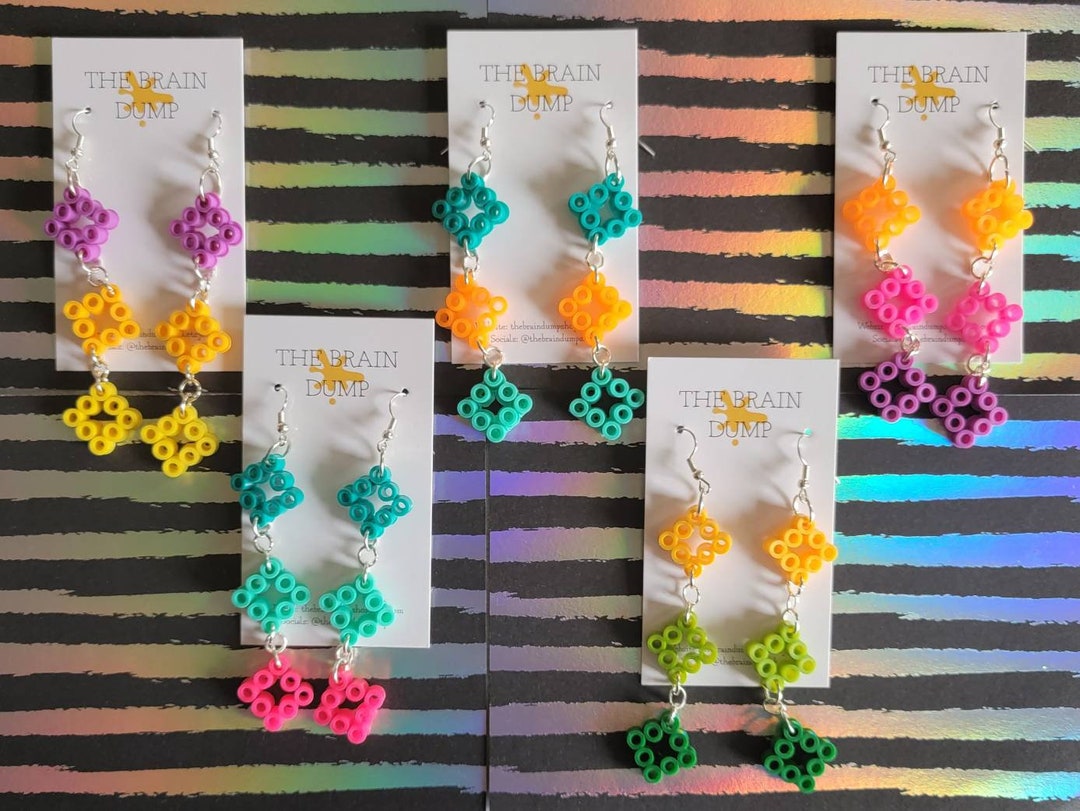 Diamonds Are Everyone's BF! Perler Beads Dangle Earrings - Hama Beads ...