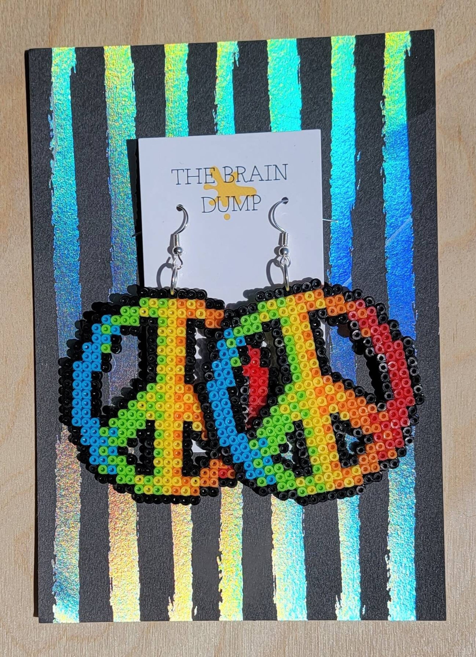 XL Rainbow Peace! Peace Sign Mini Perler Beads Dangle Earrings Hama ...