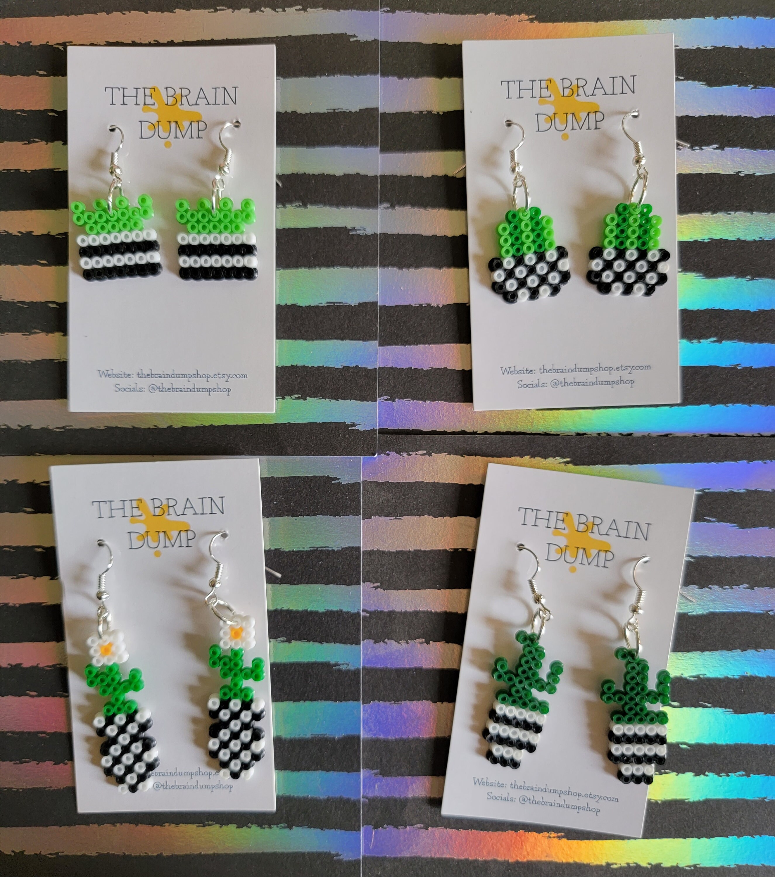 Succs to Be You Cute Plant Succulent Mini Perler Bead Earrings Plant Lover's Jewelry Custom ...