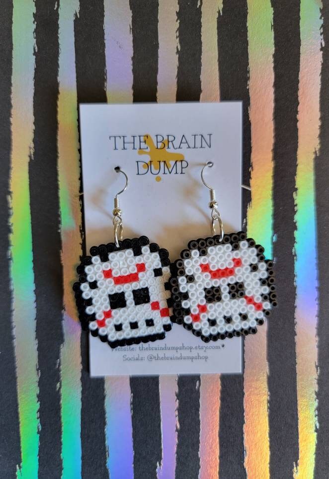 Friday the 13th Mini Jason Voorhees Perler Beads Earrings Cute Jewelry ...