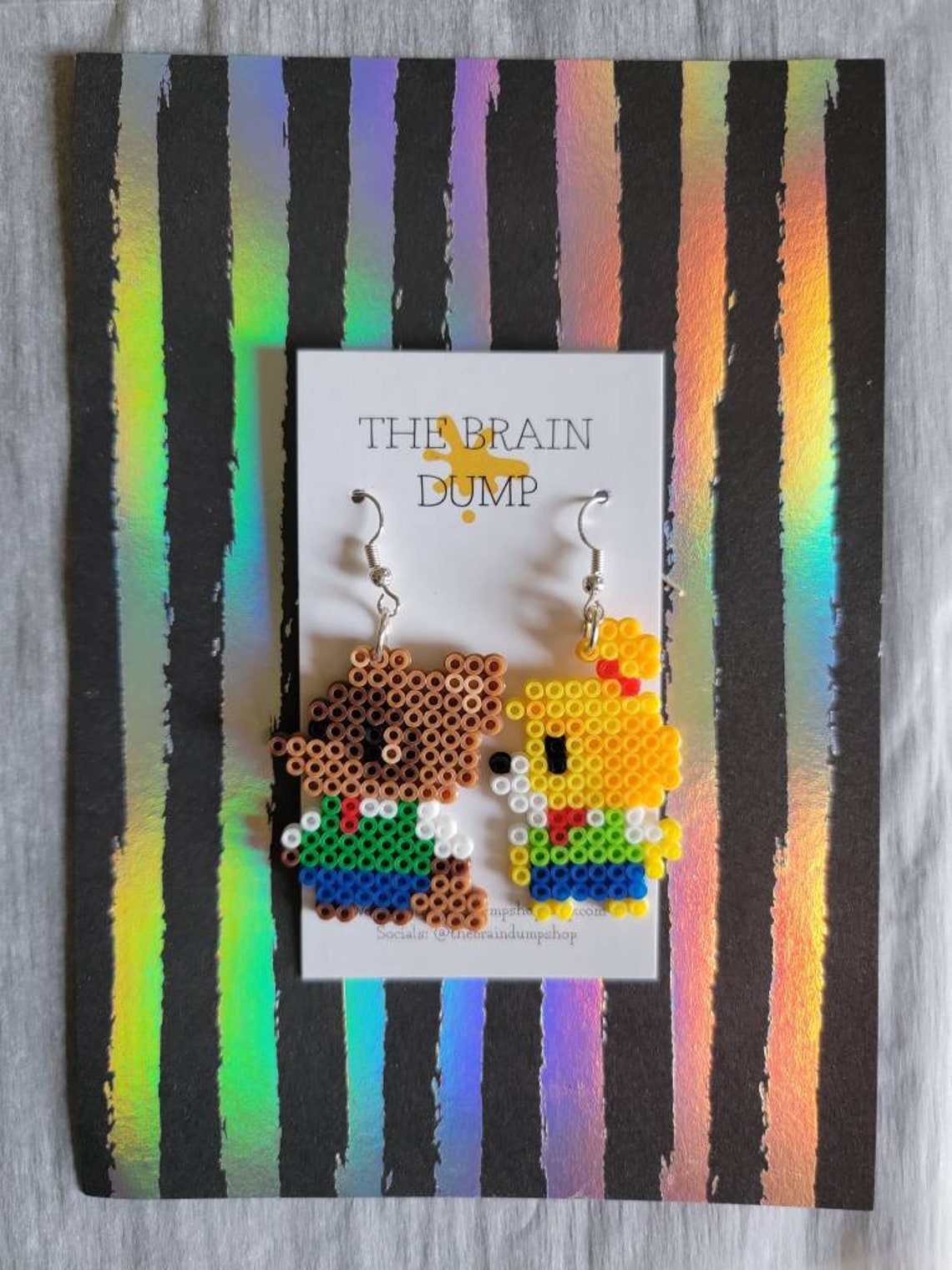 ACNH Inspired Tom Nook & Isabelle Mini Perler Beads Dangle Earrings ...