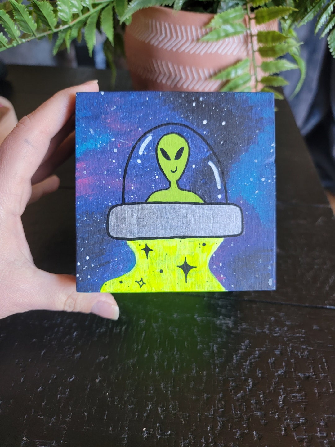Neon Alien DRIP Cute Hand Painted Trinket or Stash Box Galaxy Slime ...