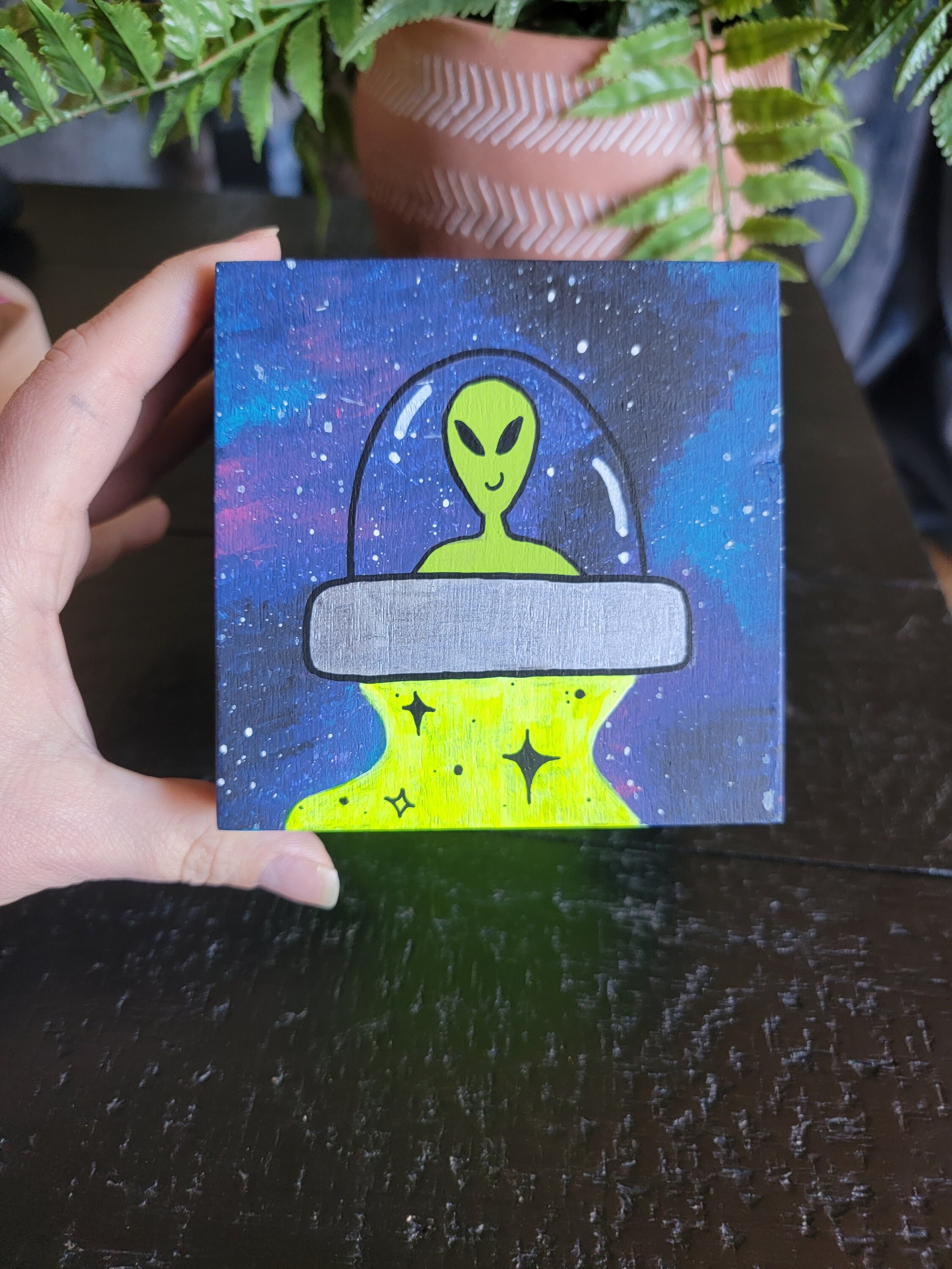 Neon Alien DRIP Cute Hand Painted Trinket or Stash Box Galaxy Slime ...