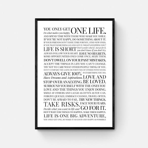 Only One Life - Etsy