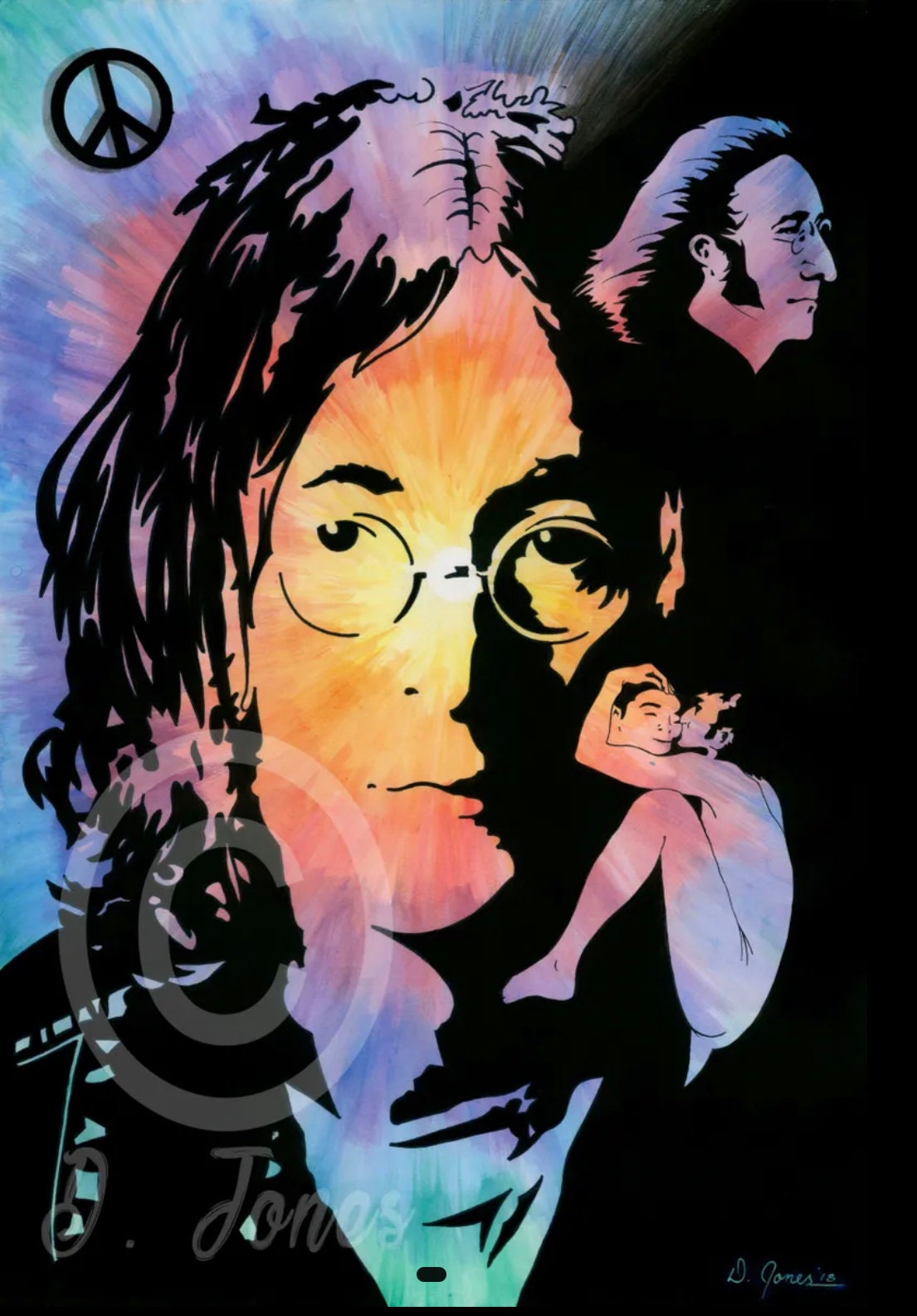 Peace & Lennon John Lennon Yoko Ono Beatles Musician Art - Etsy