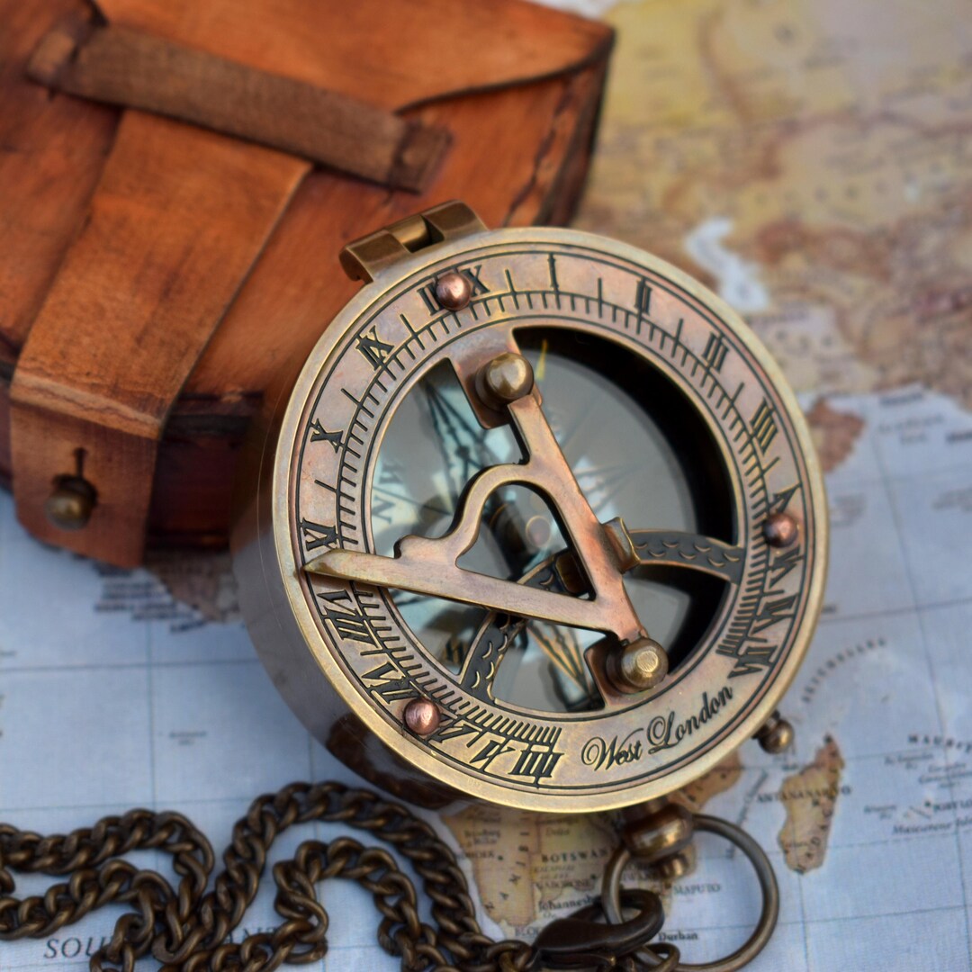 Personalized Sundial Compass, Engraved Brass Sundial Compass, Custom ...