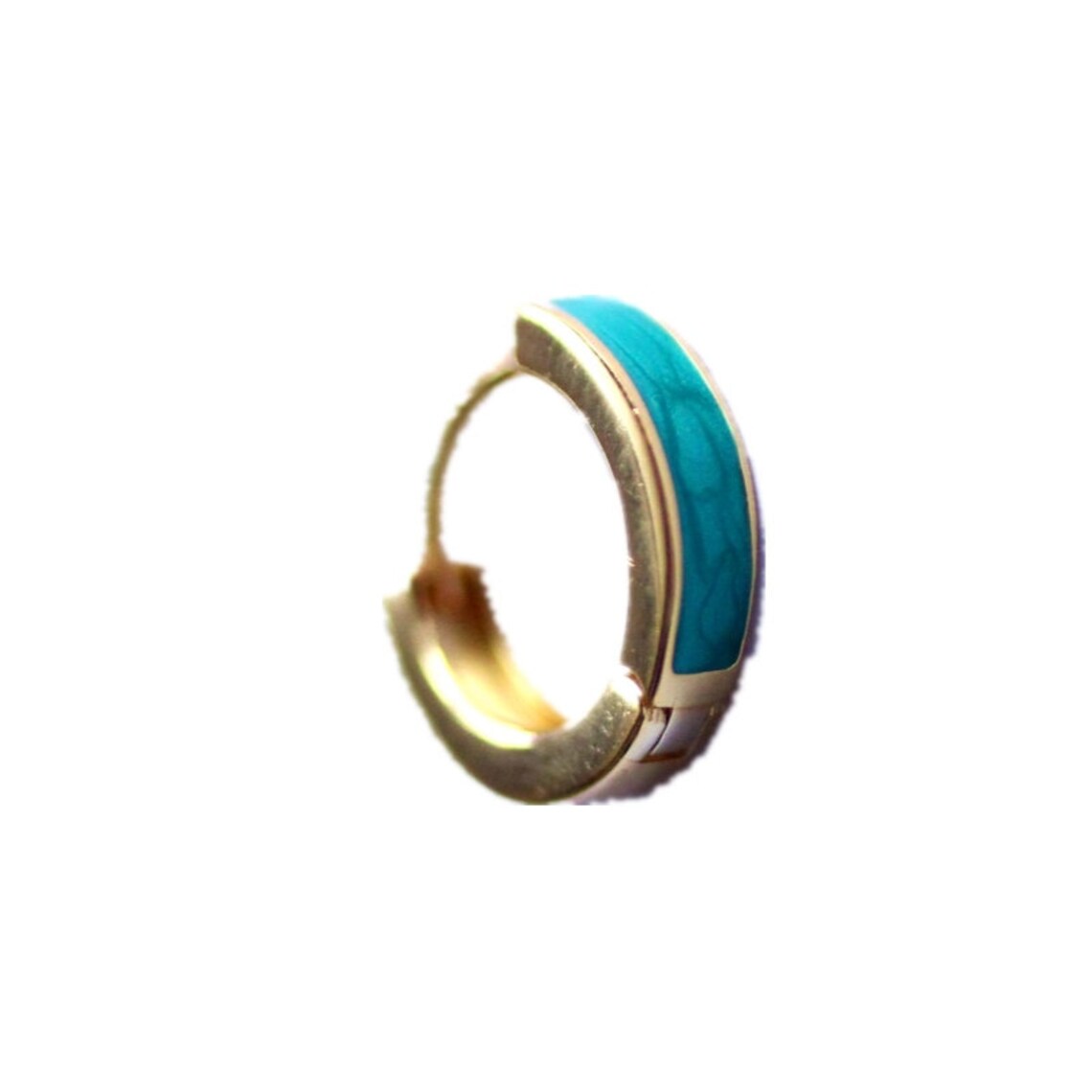 18k Gold Turquoise Earrings Turquoise Hoop Earring Enamel - Etsy