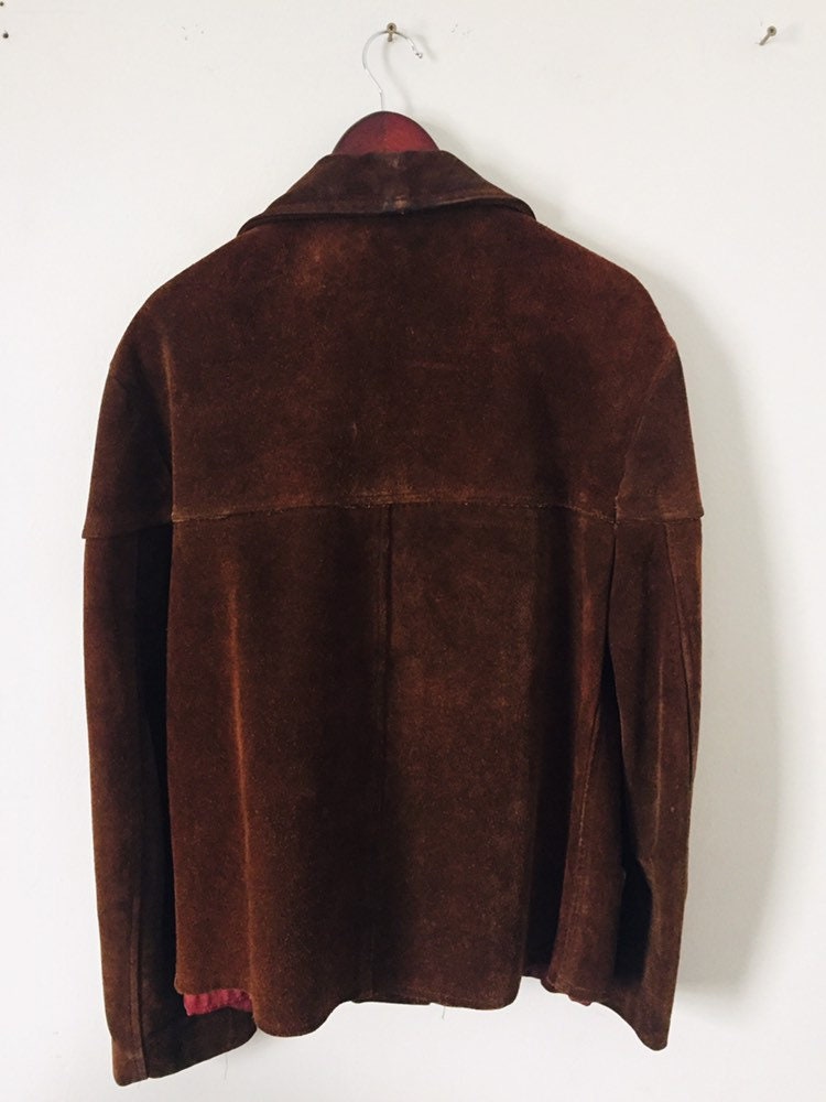 Vintage Thick Suede Leather Jacket. - Etsy Vintage Thick Suede Leather Jacket. - Etsy