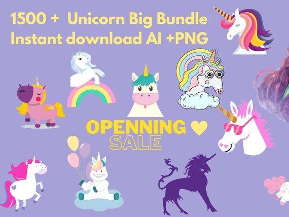 Digital Download Unicorn Clipart Bundle Instant - Etsy