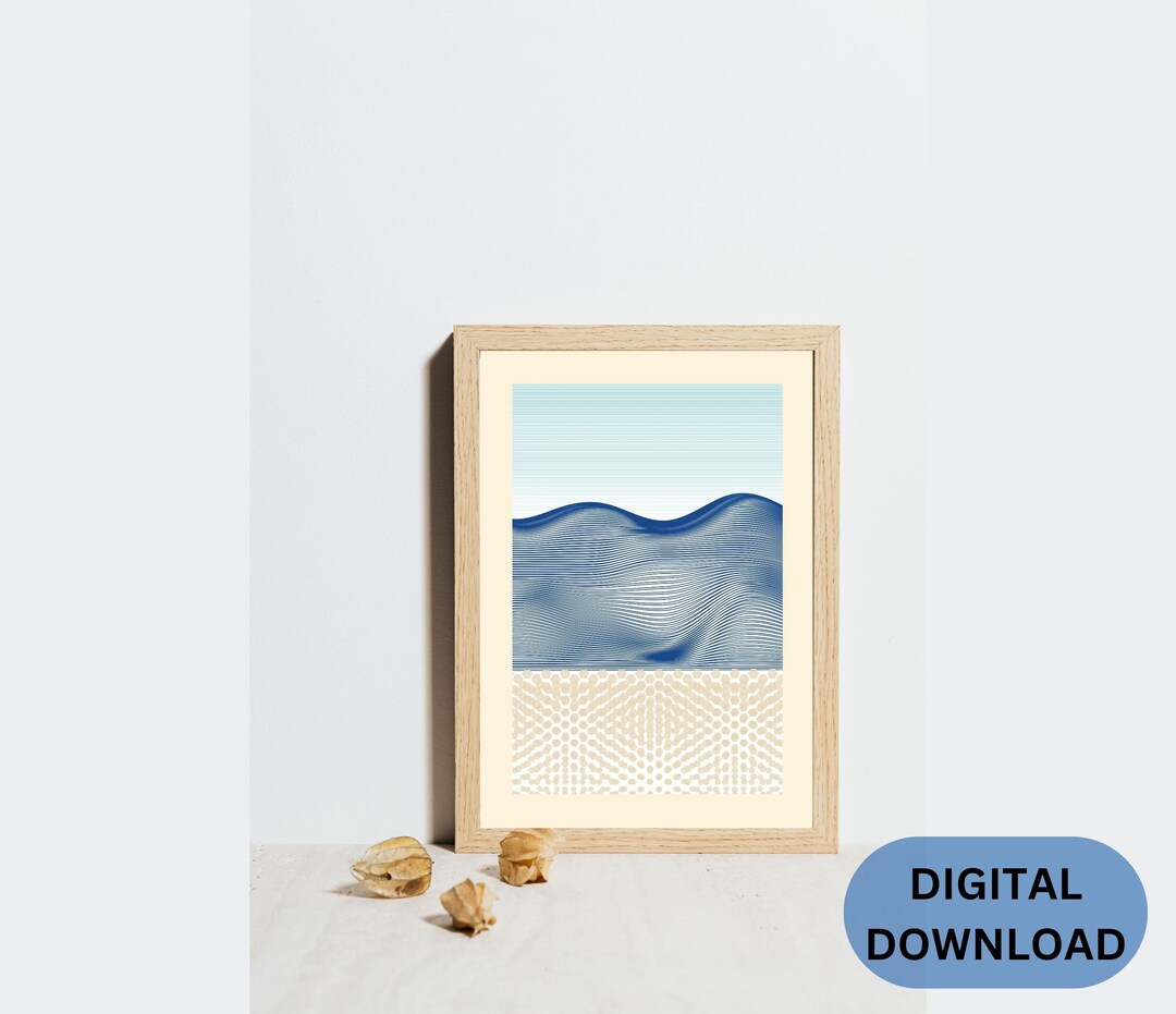 Abstract Ocean Wave Print: Coastal Lines and Dots Art (digital Download ...