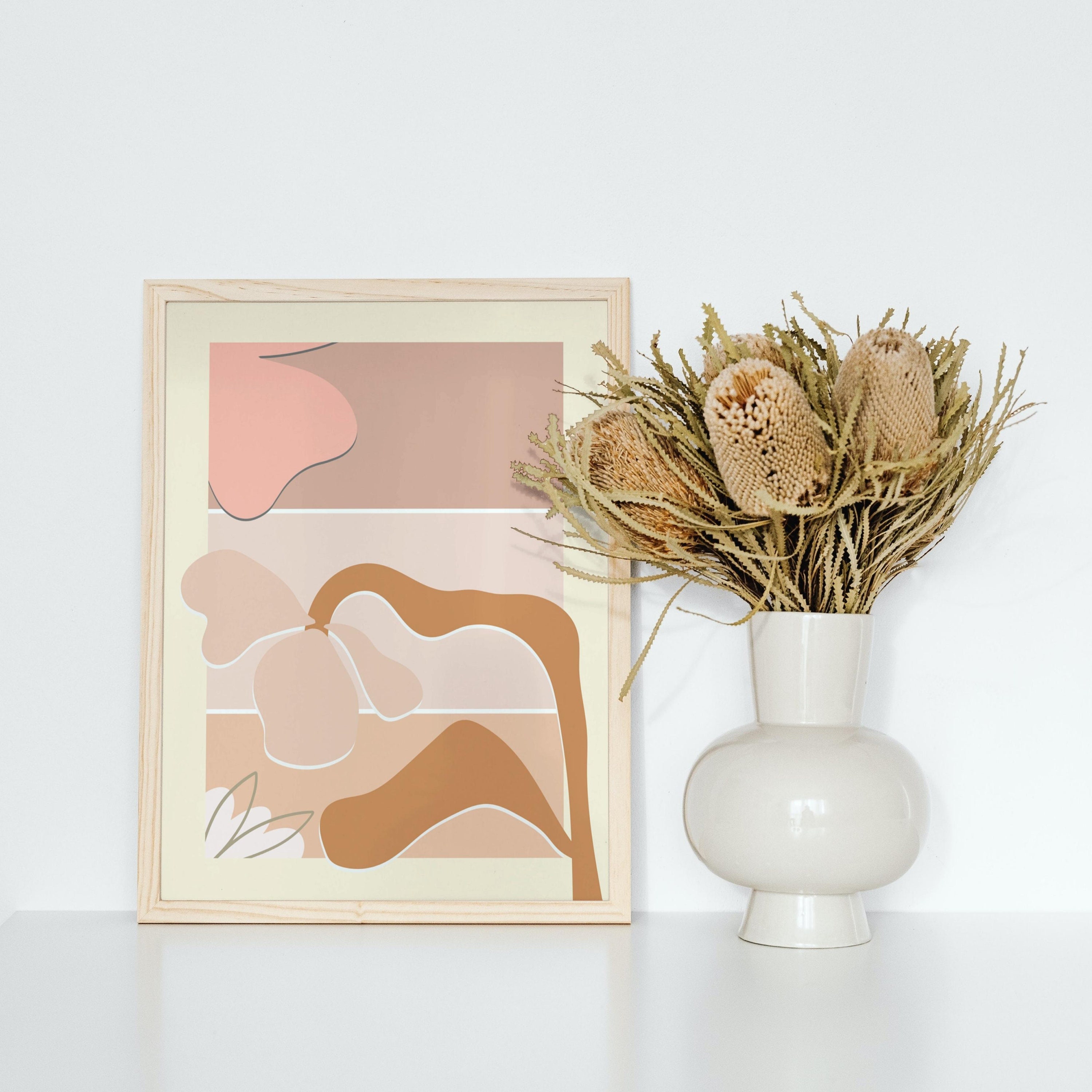 Boho Style Art Print, Color Block Print, Botanical, Floral Print ...