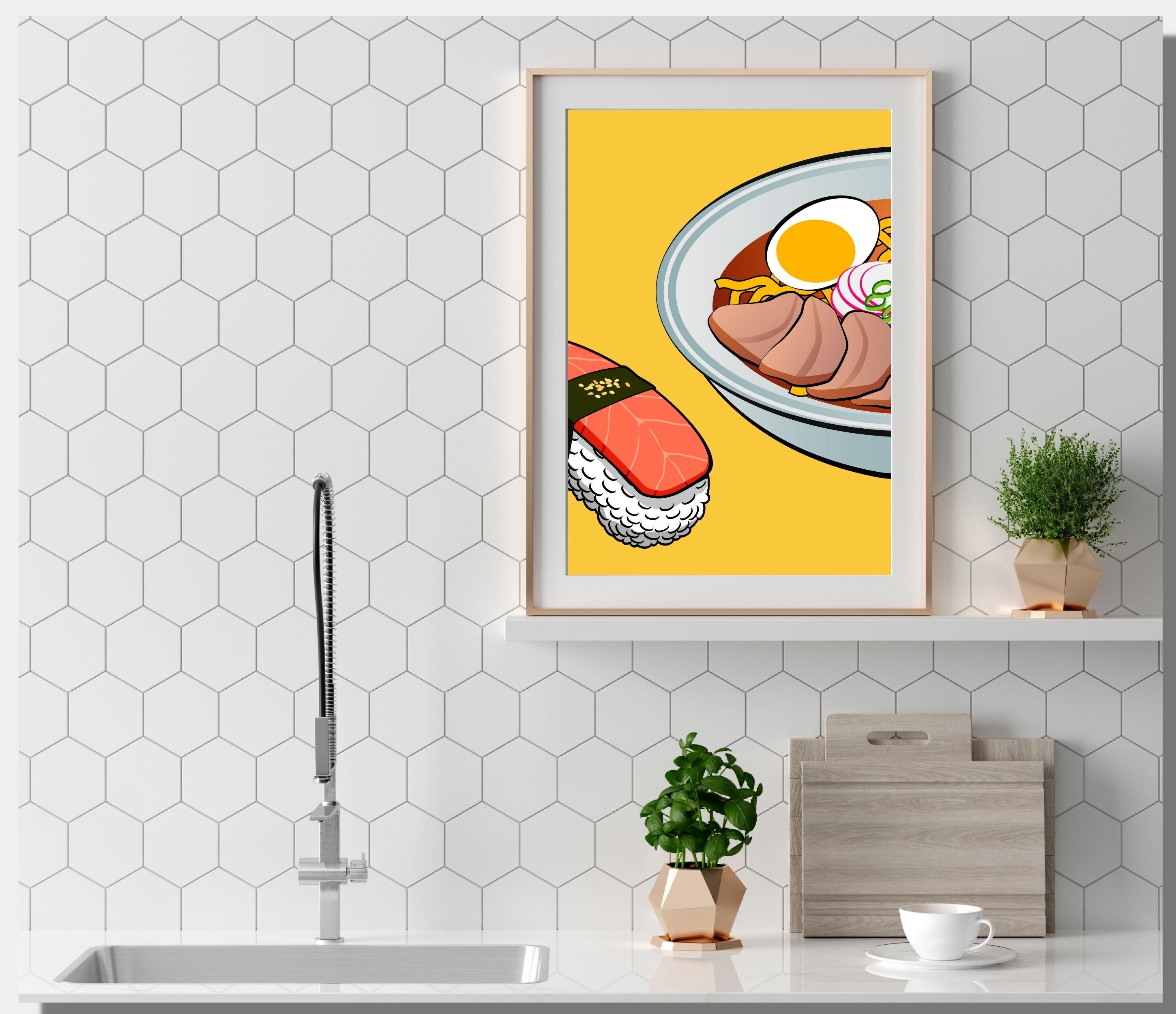 Ramen Bowl and Sushi Food Instant Wall Art, Printable Kitchen Wall ...