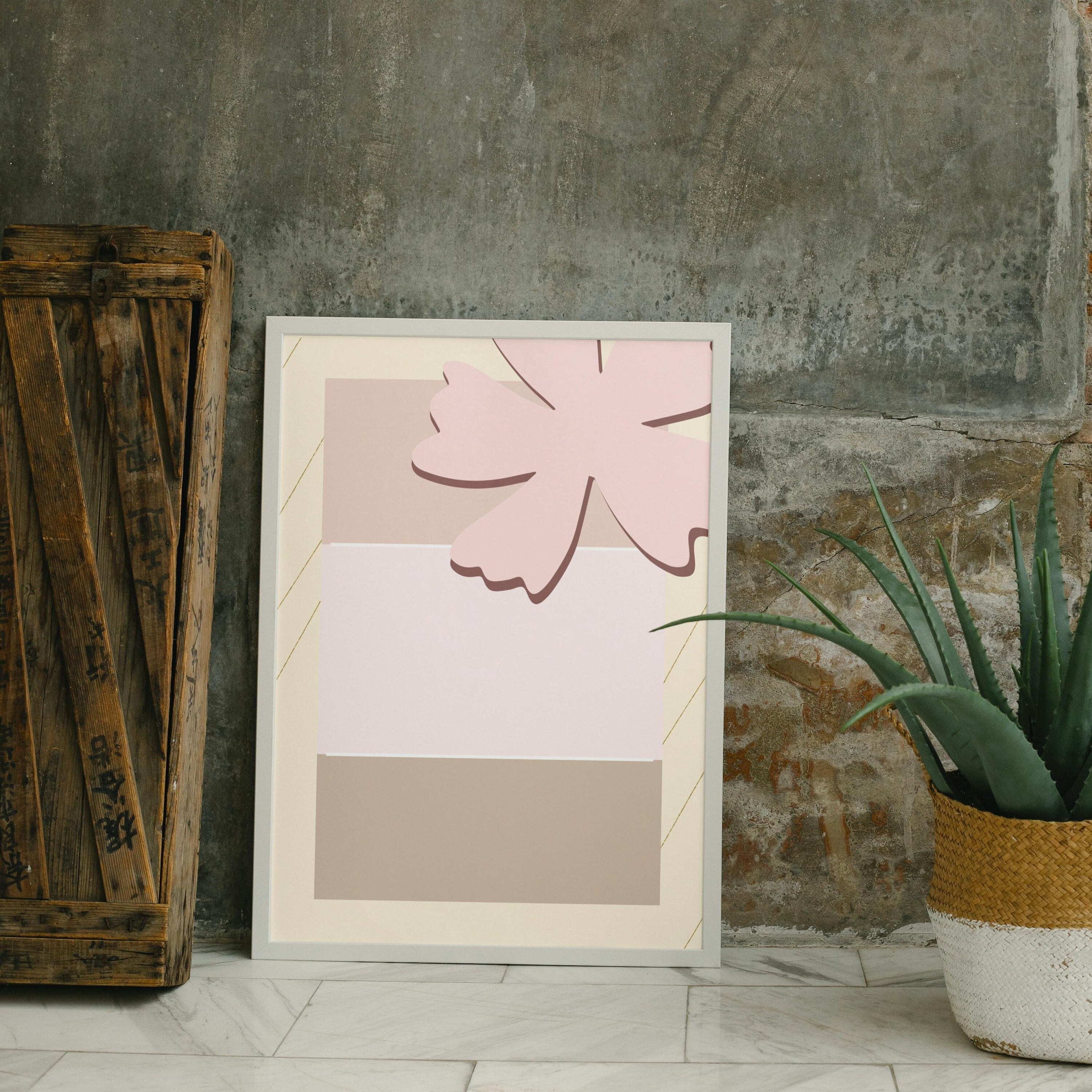 Botanical Boho Style Art Print, Color Block Print, Coastal Wall Art ...