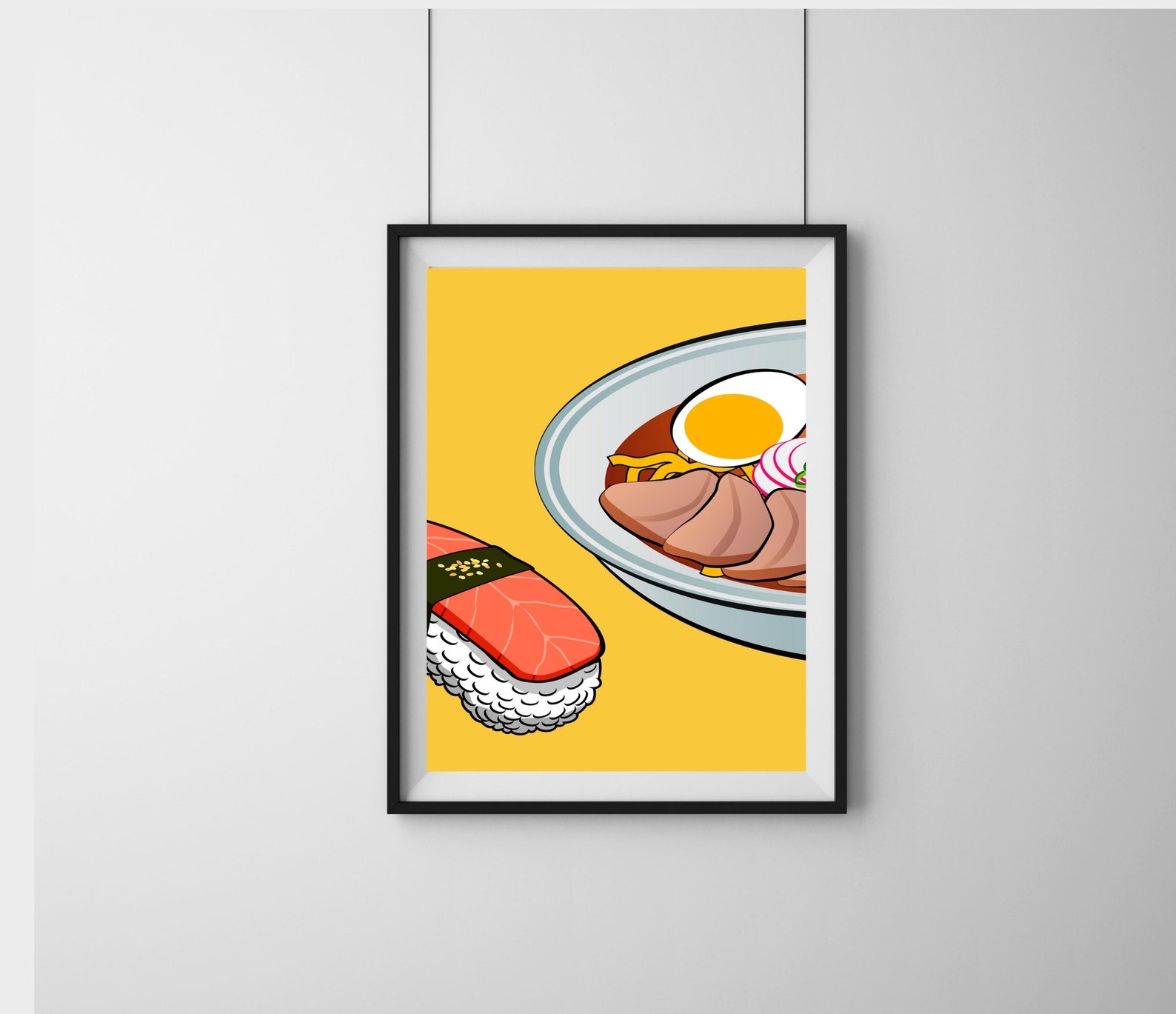 Ramen Bowl and Sushi Food Instant Wall Art, Printable Kitchen Wall ...