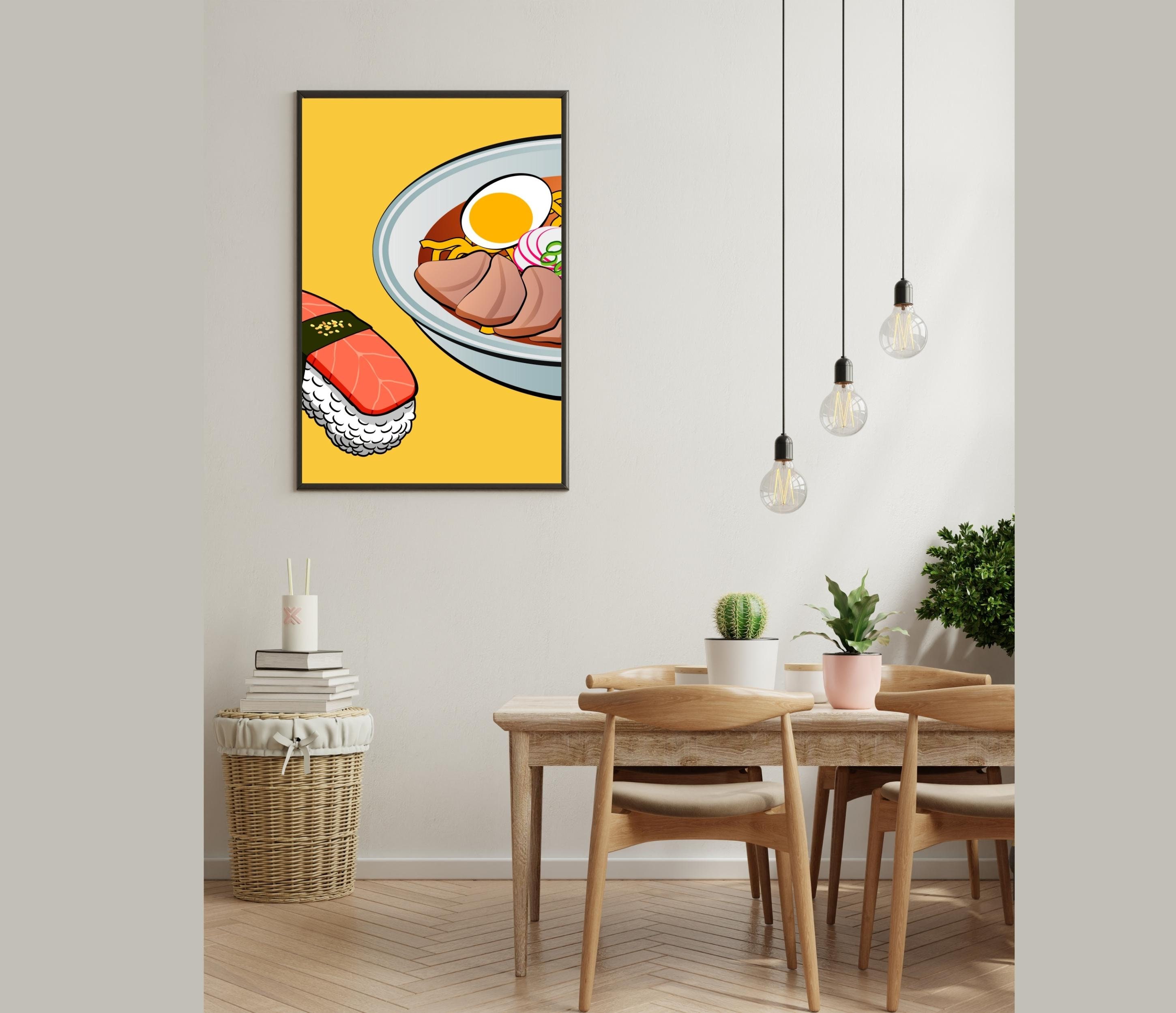 Ramen Bowl and Sushi Food Instant Wall Art, Printable Kitchen Wall ...