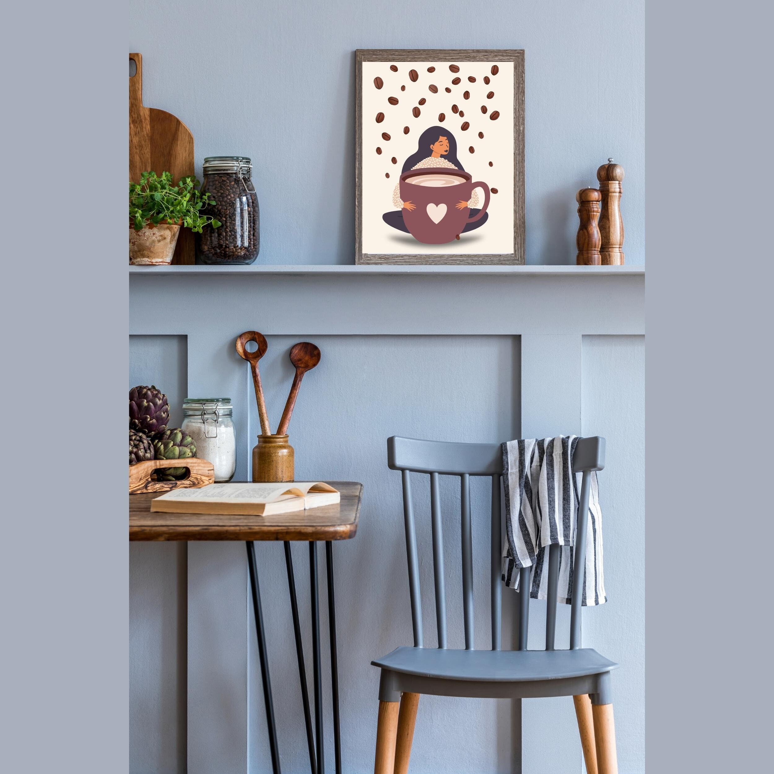 Coffee Lover Instant Wall Art, Printable Kitchen Wall Decor, Digital ...