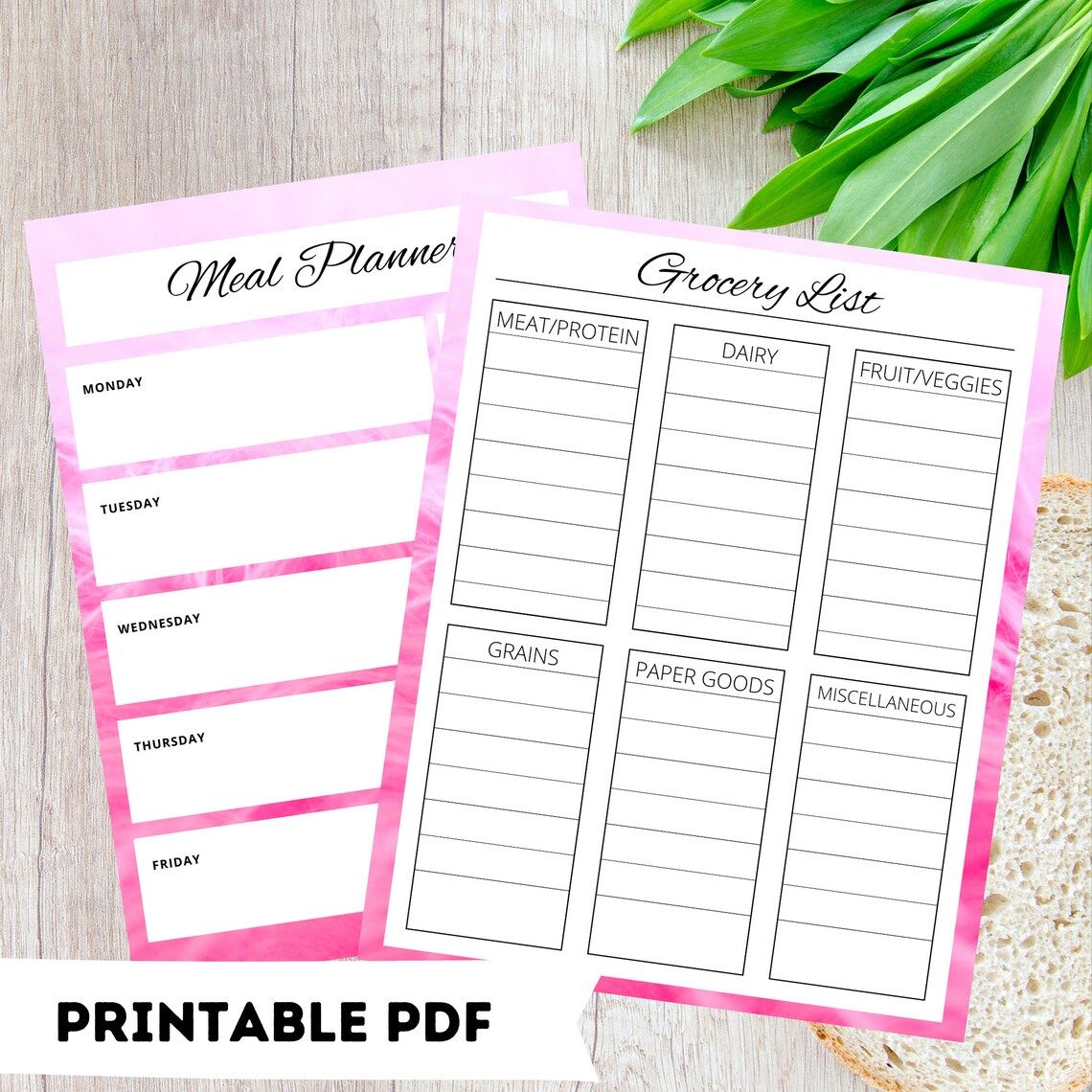 Printable Grocery List/ Printable Meal Planner/ Weekly Menu/ Shopping ...