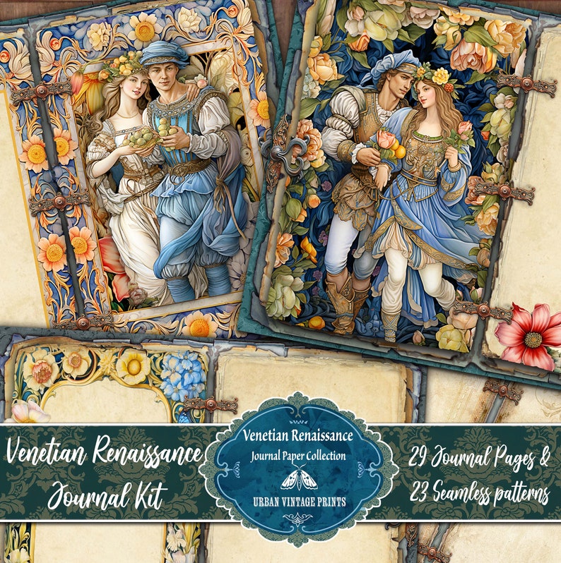 Venetian Renaissance Group4, Digital Collage, Printable Download ...