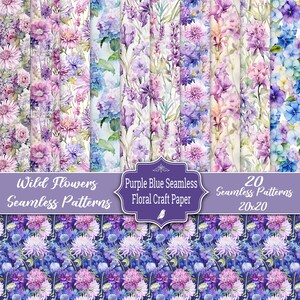 Seamless Purple Blue Mauve Pink Digital Papers, Seamless Printable ...