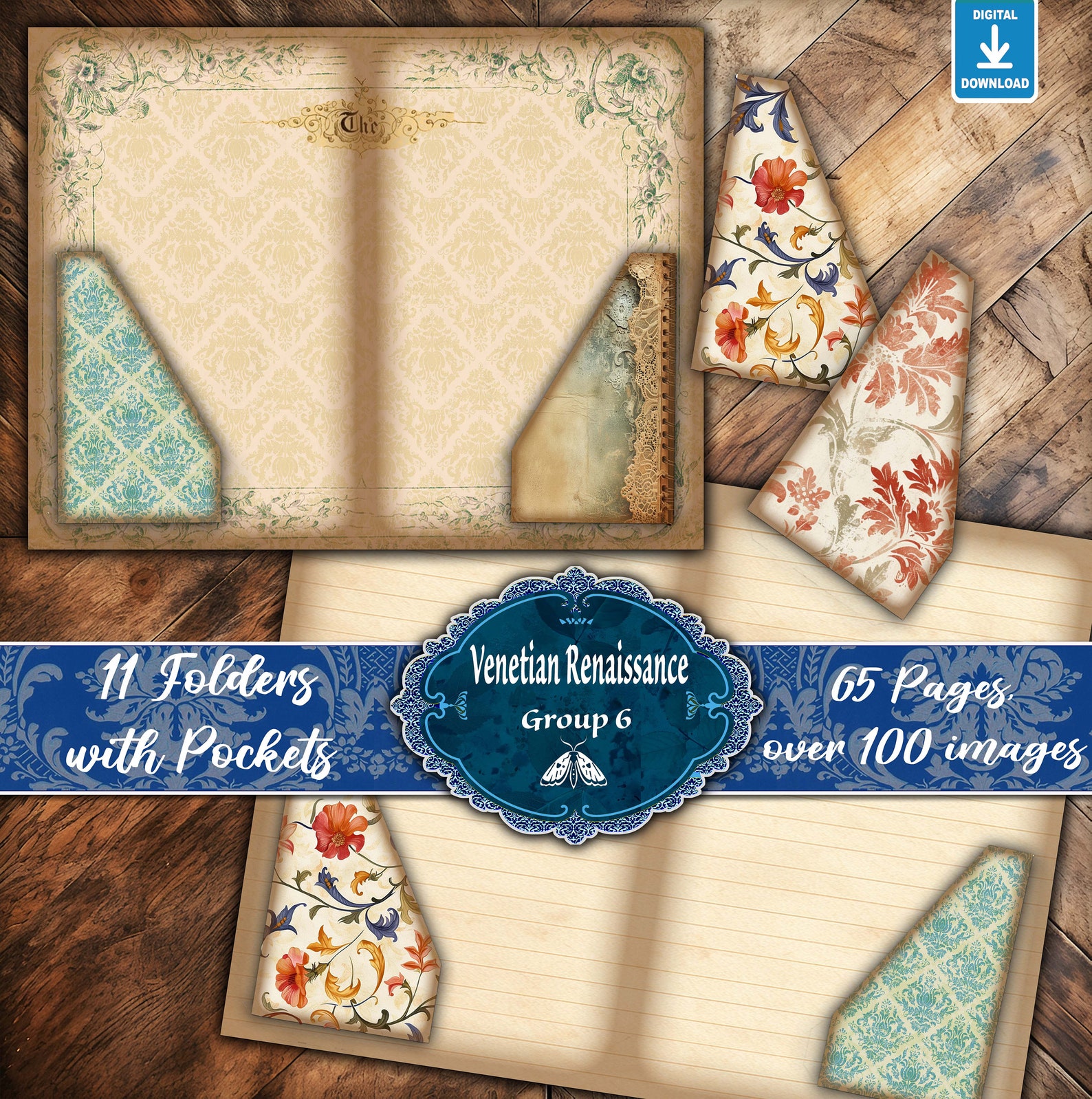 Italian-renaissance-inspired 65 Pages,ephemera,folios With Pockets ...