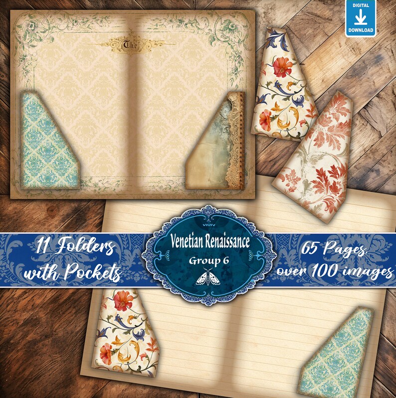 Italian-renaissance-inspired 65 Pages,ephemera,folios With Pockets ...