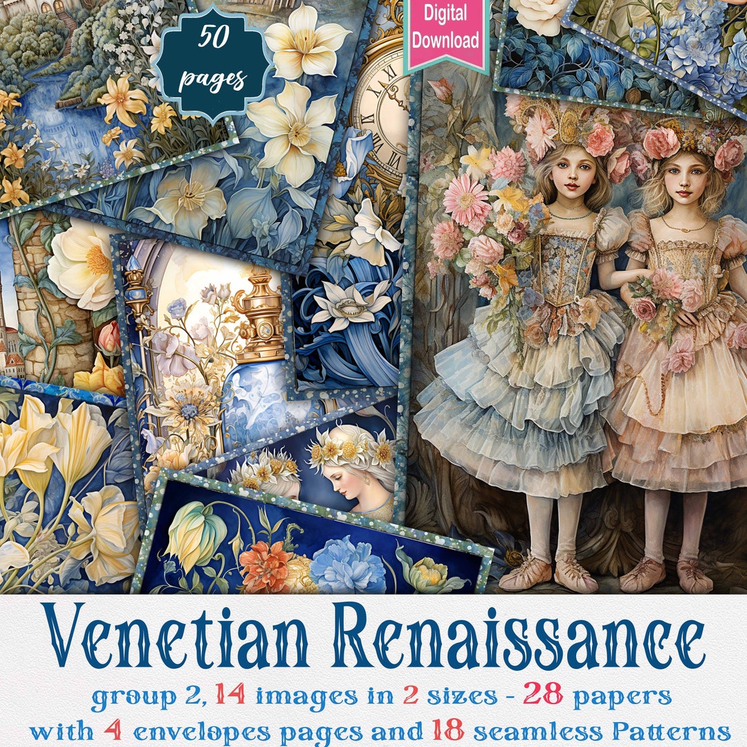 Venetian Renaissance Group2, Digital Collage, Printable Download ...