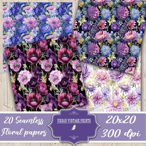 Seamless Purple Blue Mauve Pink Digital Papers, Seamless Printable ...