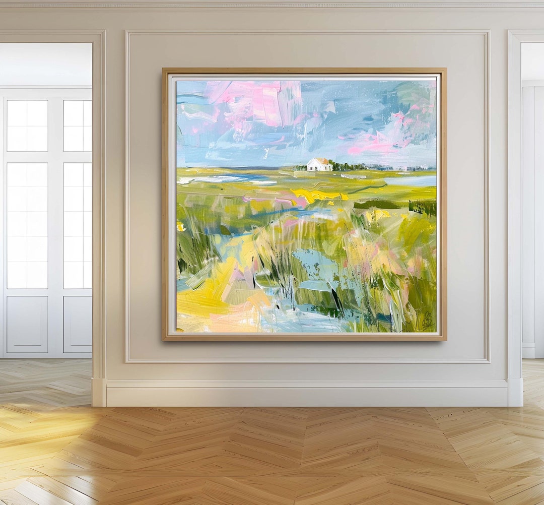 Landscape Art Print, Colorful Textured Painting, Large Abstract Art ...