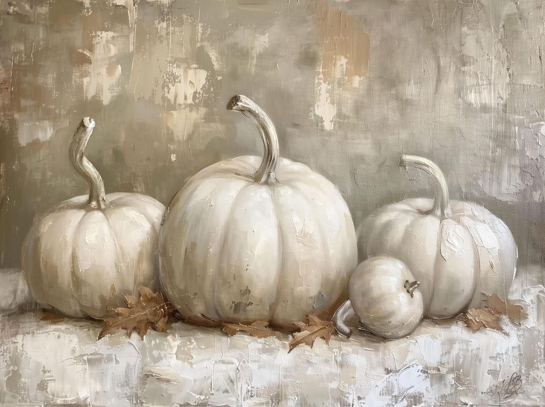 Pumpkins Art Print, Textured Painting, Large Impressionistic Abstract ...