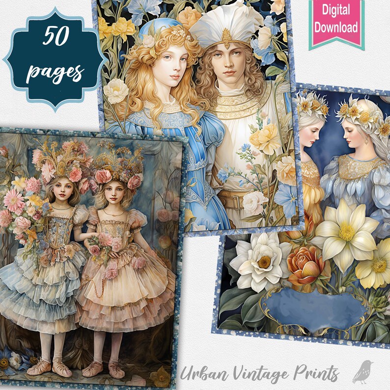 Venetian Renaissance Group2, Digital Collage, Printable Download ...
