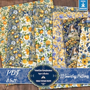 Italian Renaissance-inspired, Printable Pages, Colorful Seamless Junk ...