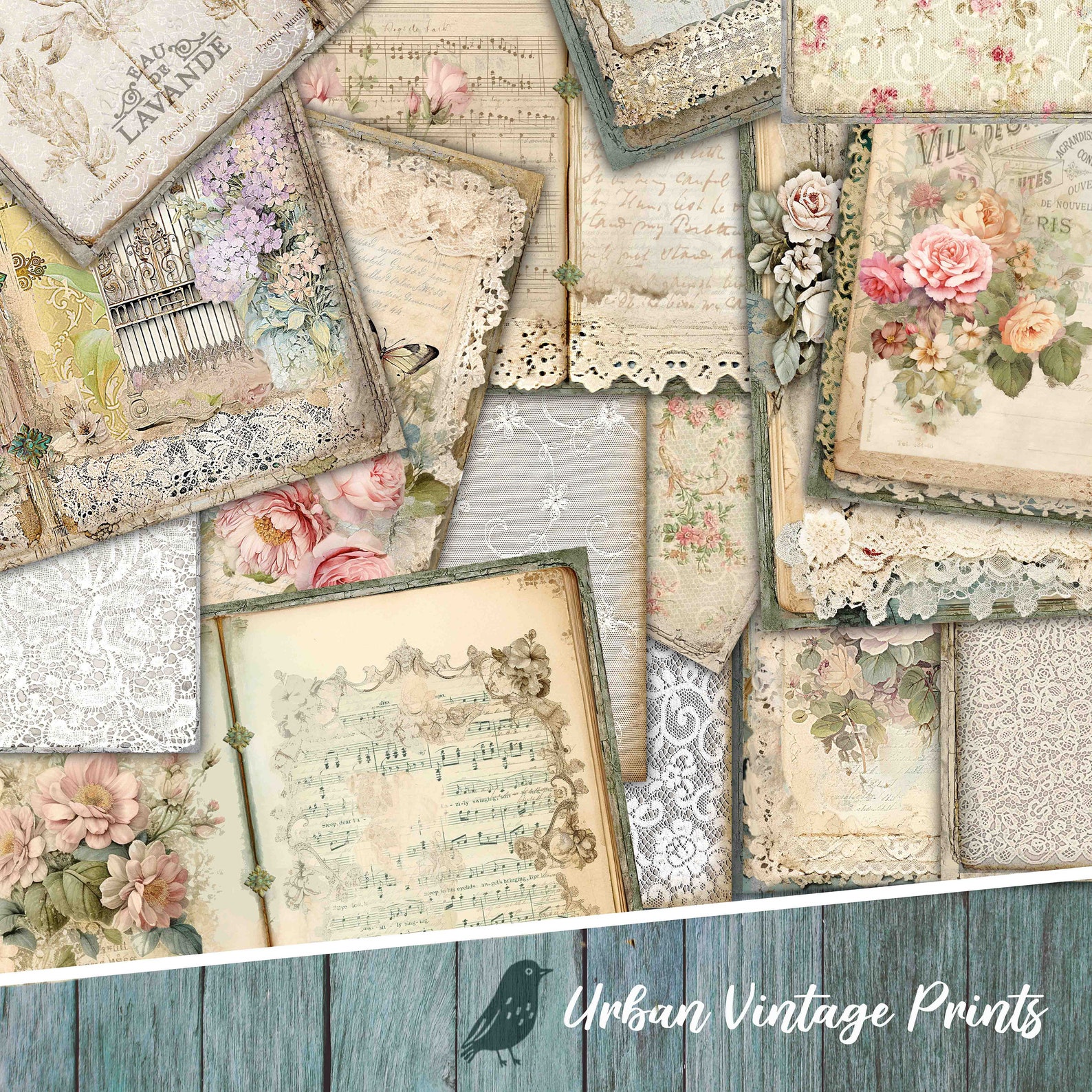 Vintage Lace Paper Pack, Decorative Paper Pack, Printable Paper ...