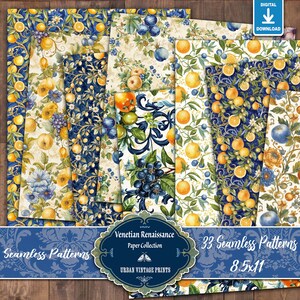 Italian Renaissance-inspired, Printable Pages, Colorful Seamless Junk ...