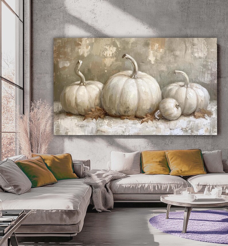 Pumpkins Art Print, Textured Painting, Large Impressionistic Abstract ...